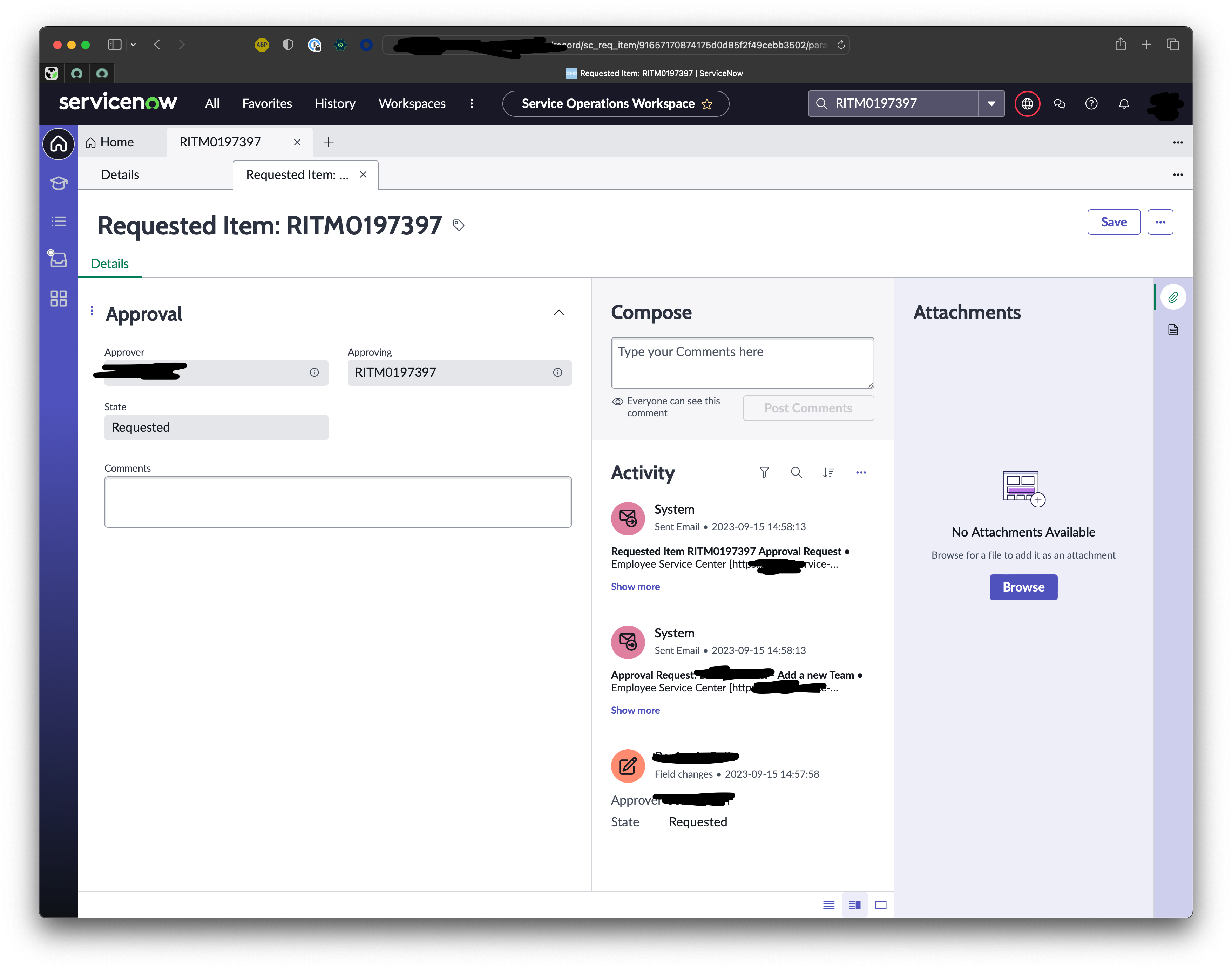 Approval experience in Service Operations Workspac... - ServiceNow ...