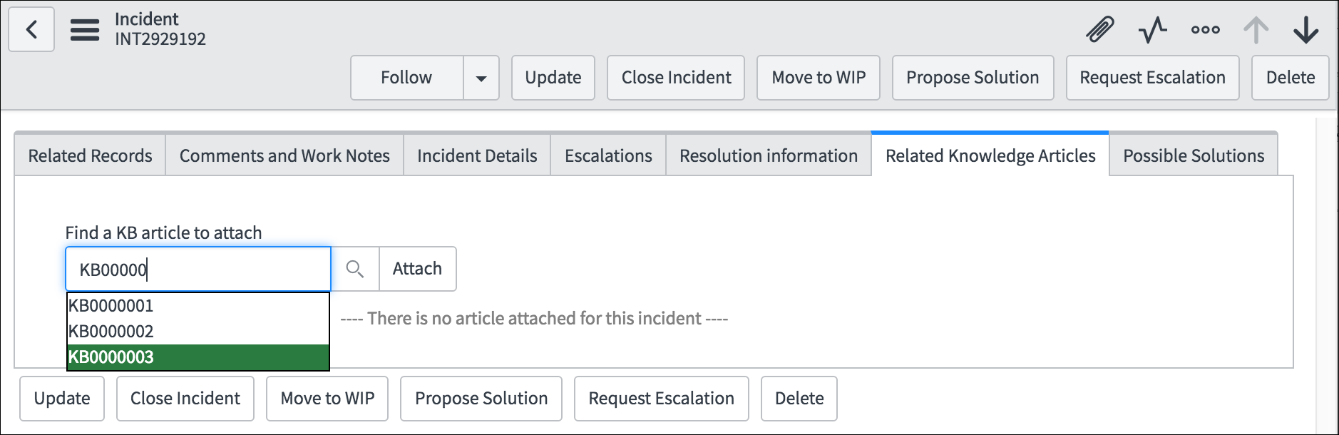 Attach a specific Knowledge article to an Incident - ServiceNow Community