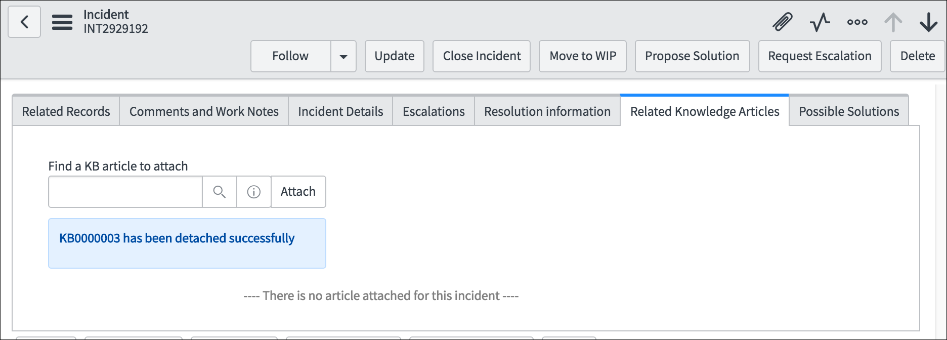 Attach a specific Knowledge article to an Incident - ServiceNow Community