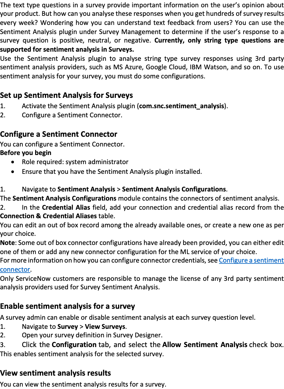 Configure & use Sentiment Analysis for string type... - ServiceNow ...