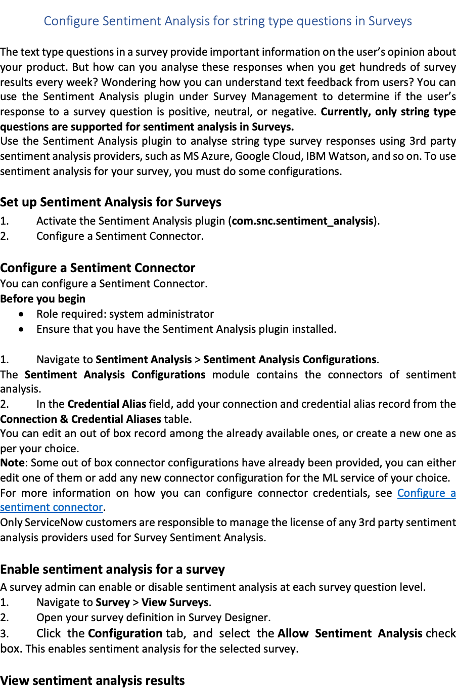 Configure & use Sentiment Analysis for string type... - ServiceNow ...