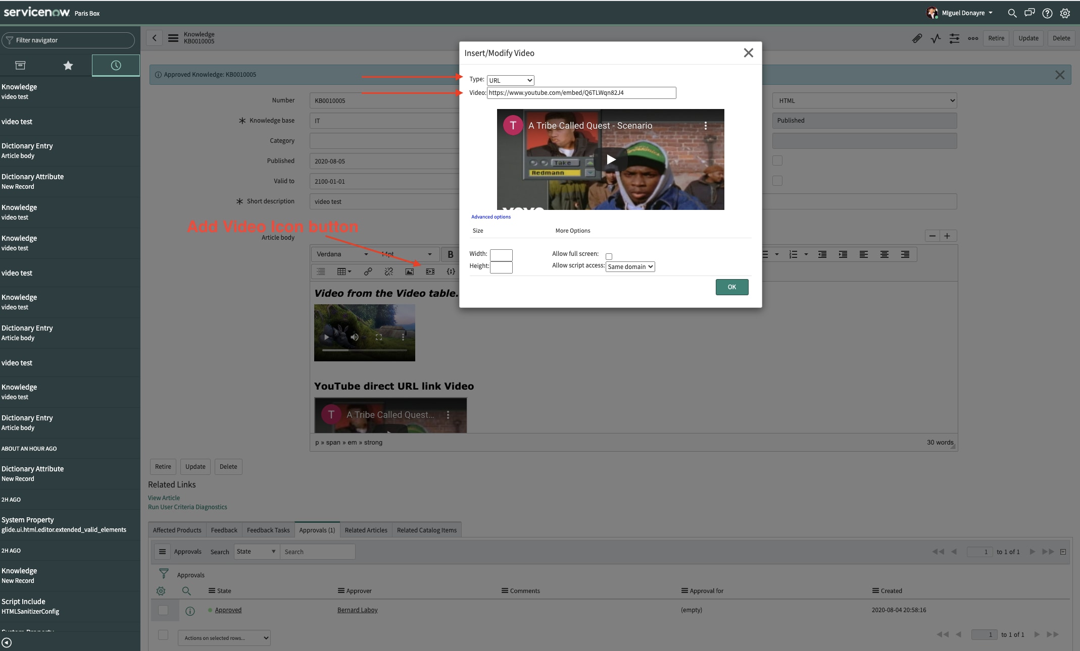 How to add a video to a Knowledge article - ServiceNow Community