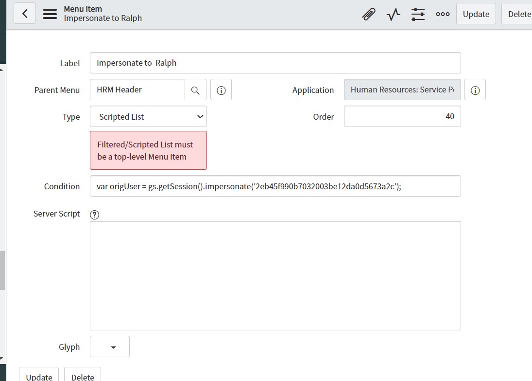 Menu Item - Scripted List - ServiceNow Community