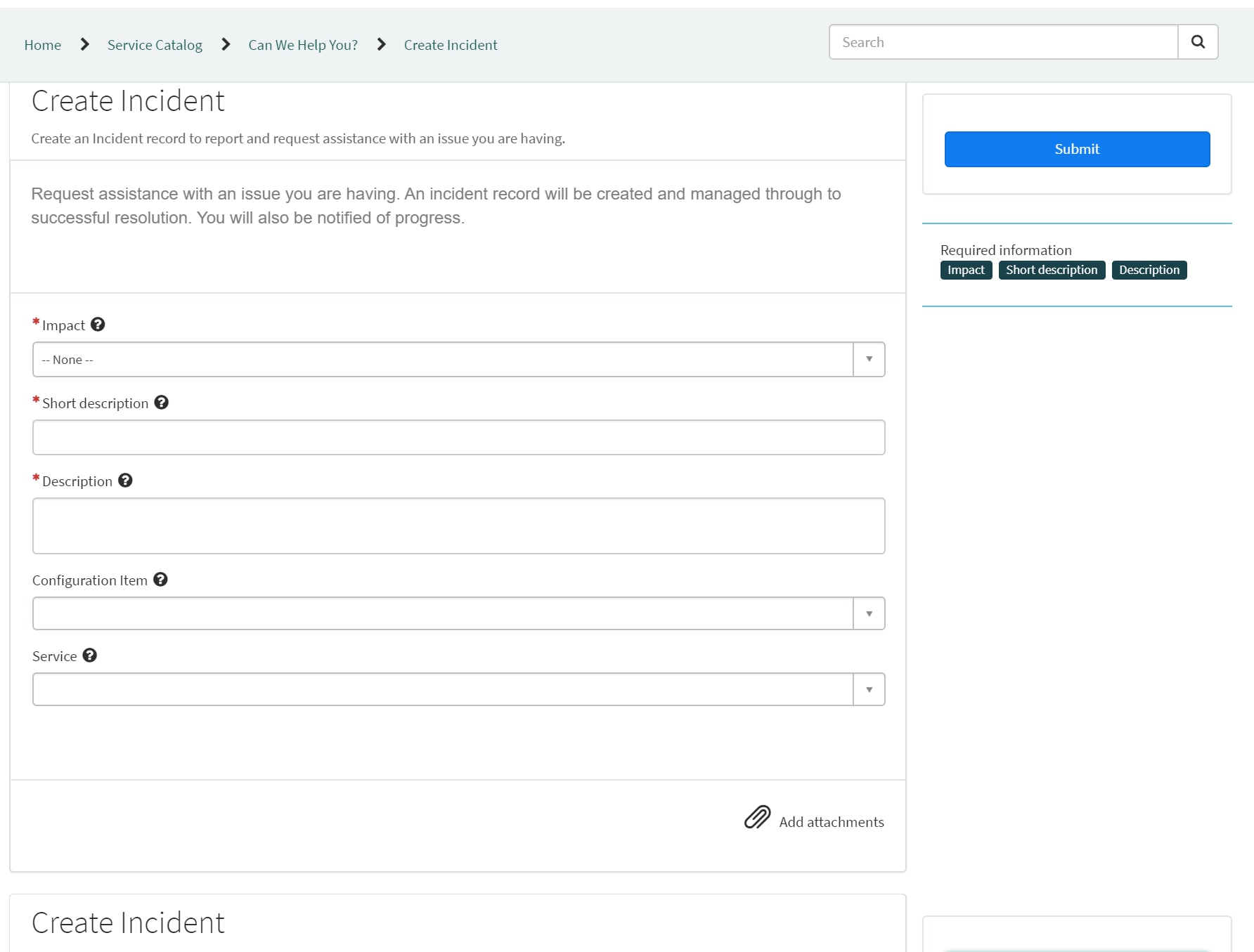 Solved: Re: Create Incident form on Service Portal shown t ...