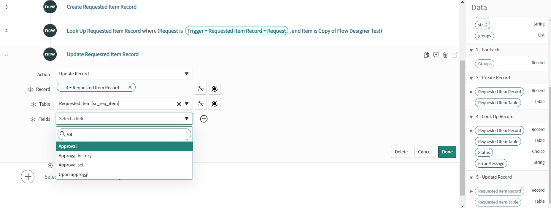 Solved: Re: Flow Designer - Update Record (Set RITM variab ...