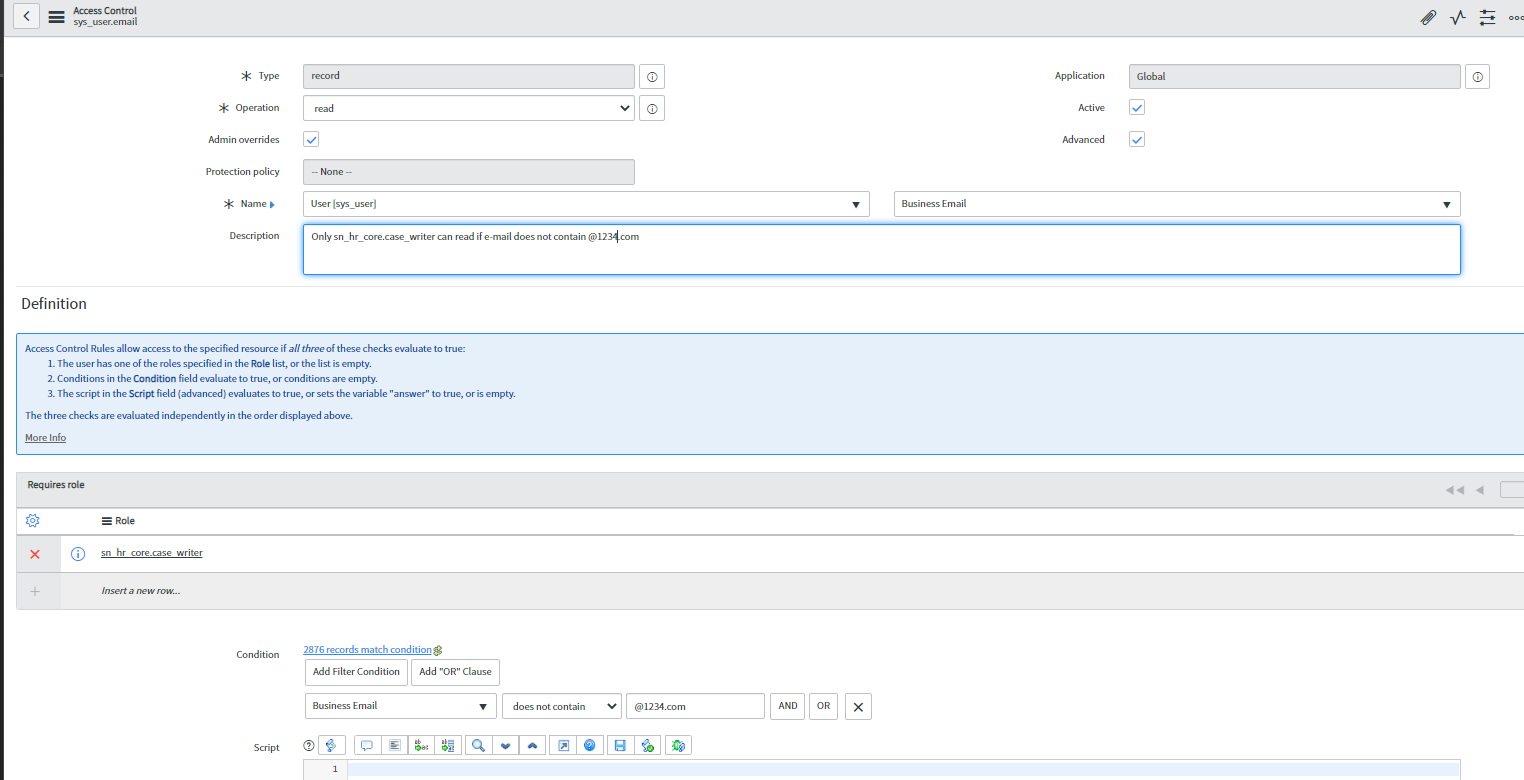 Solved: ACL at field level - ServiceNow Community