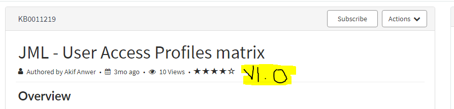 How to display Version Number of Knowledge Article... - ServiceNow ...