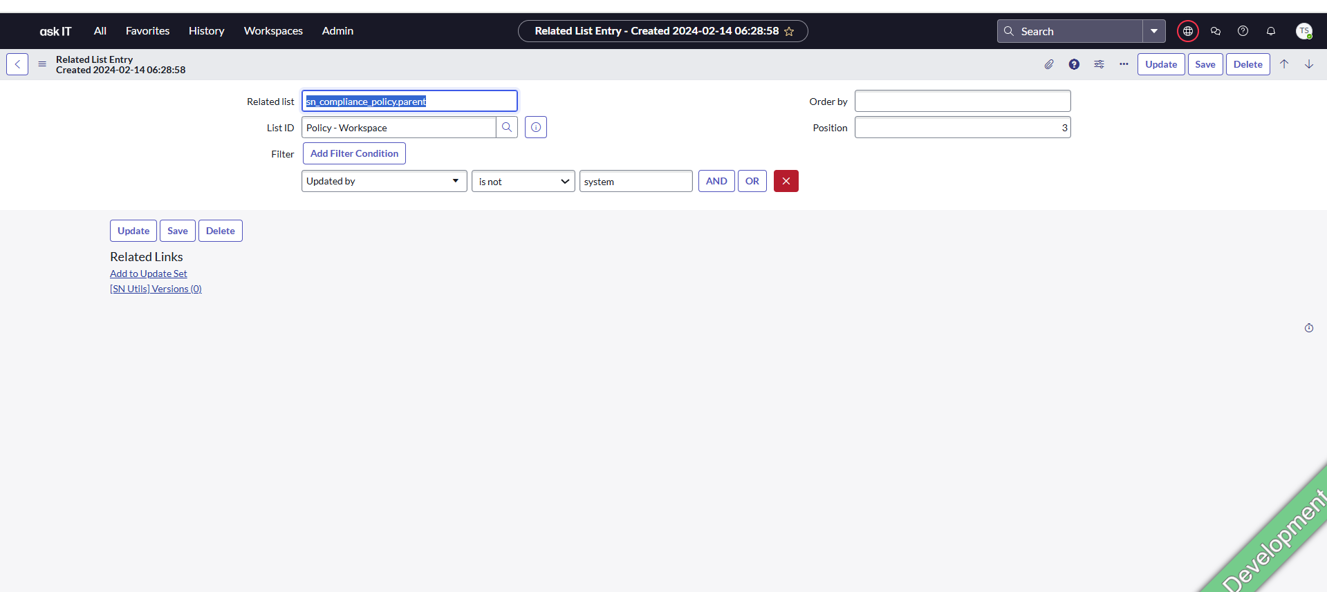 Workspace list default filter - ServiceNow Community
