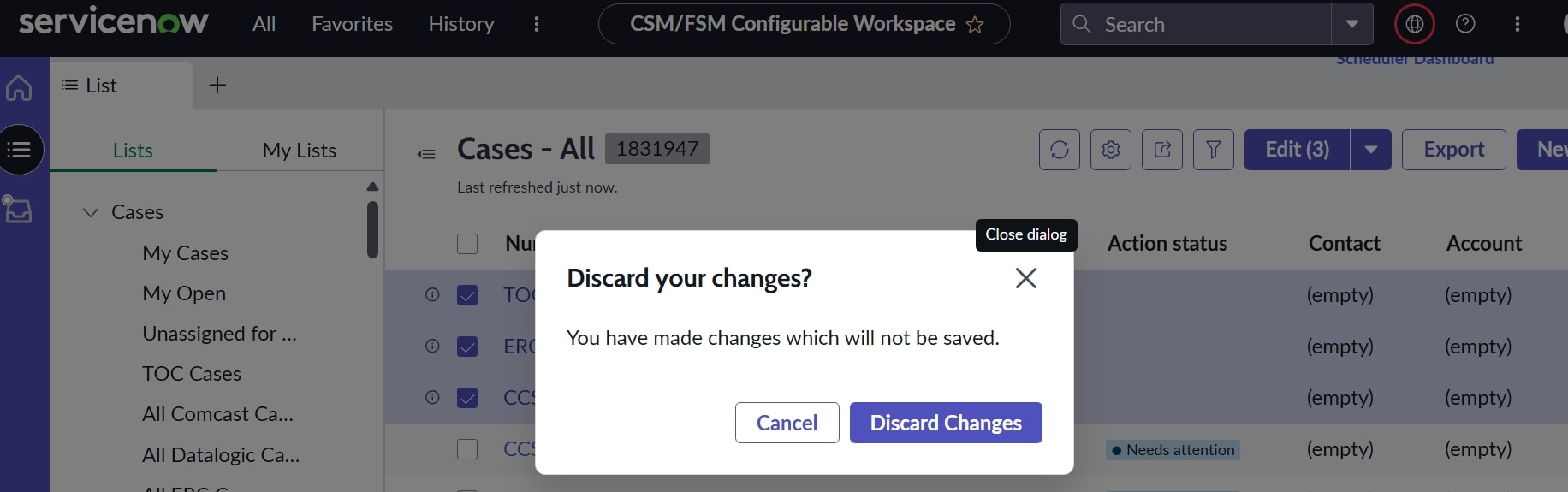 removing the popup form the workspace when we clic... - ServiceNow ...