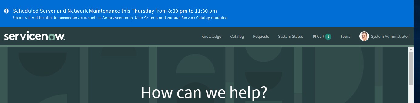 Solved: Make Service Portal banner announcement real time - ServiceNow ...