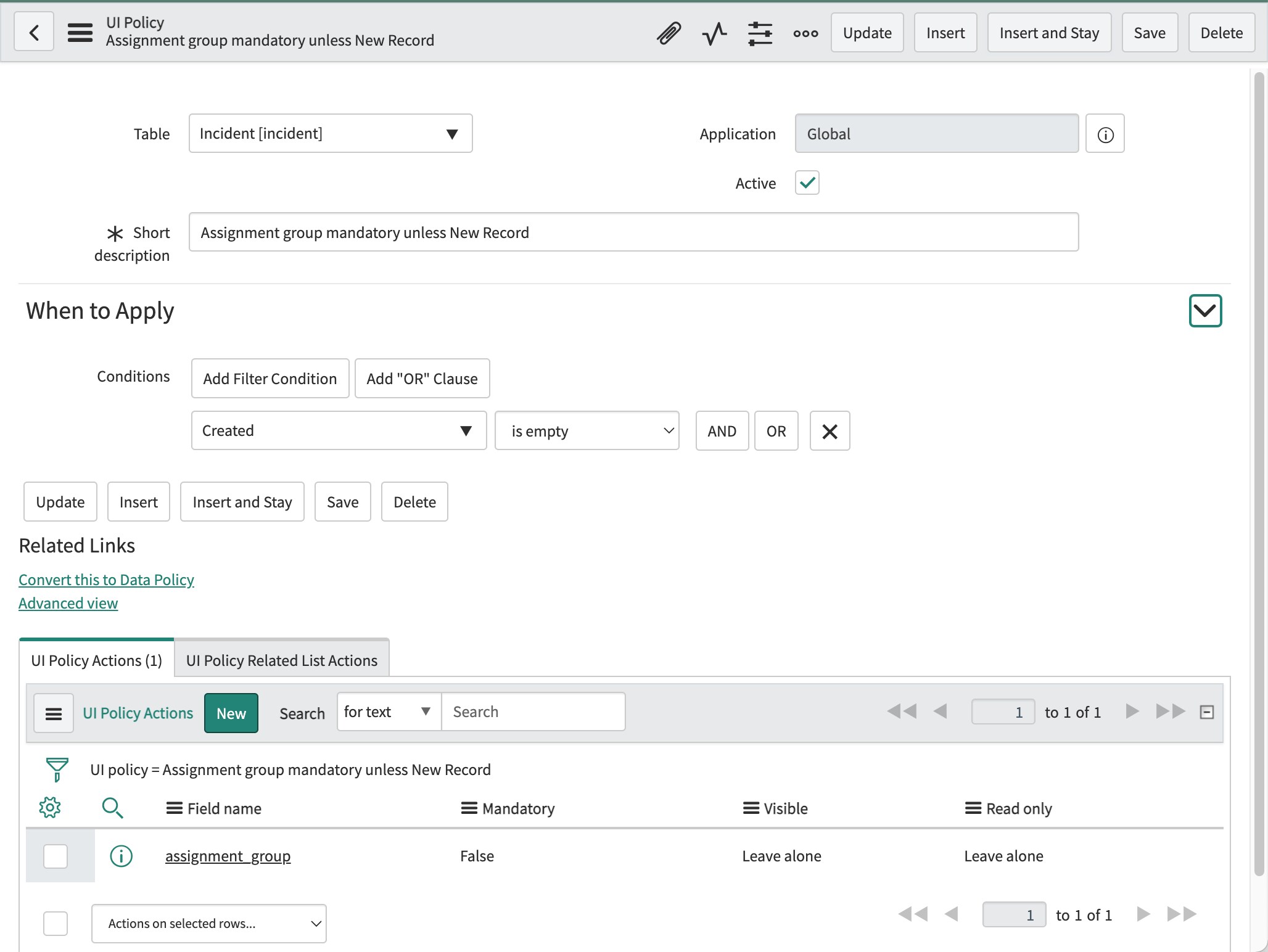 Solved: Re: UI Policy only if record already exists - ServiceNow Community