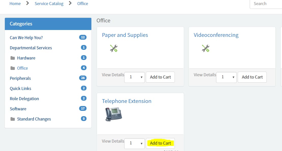 Add to Cart button on "SC Category Page" widget li... - ServiceNow ...