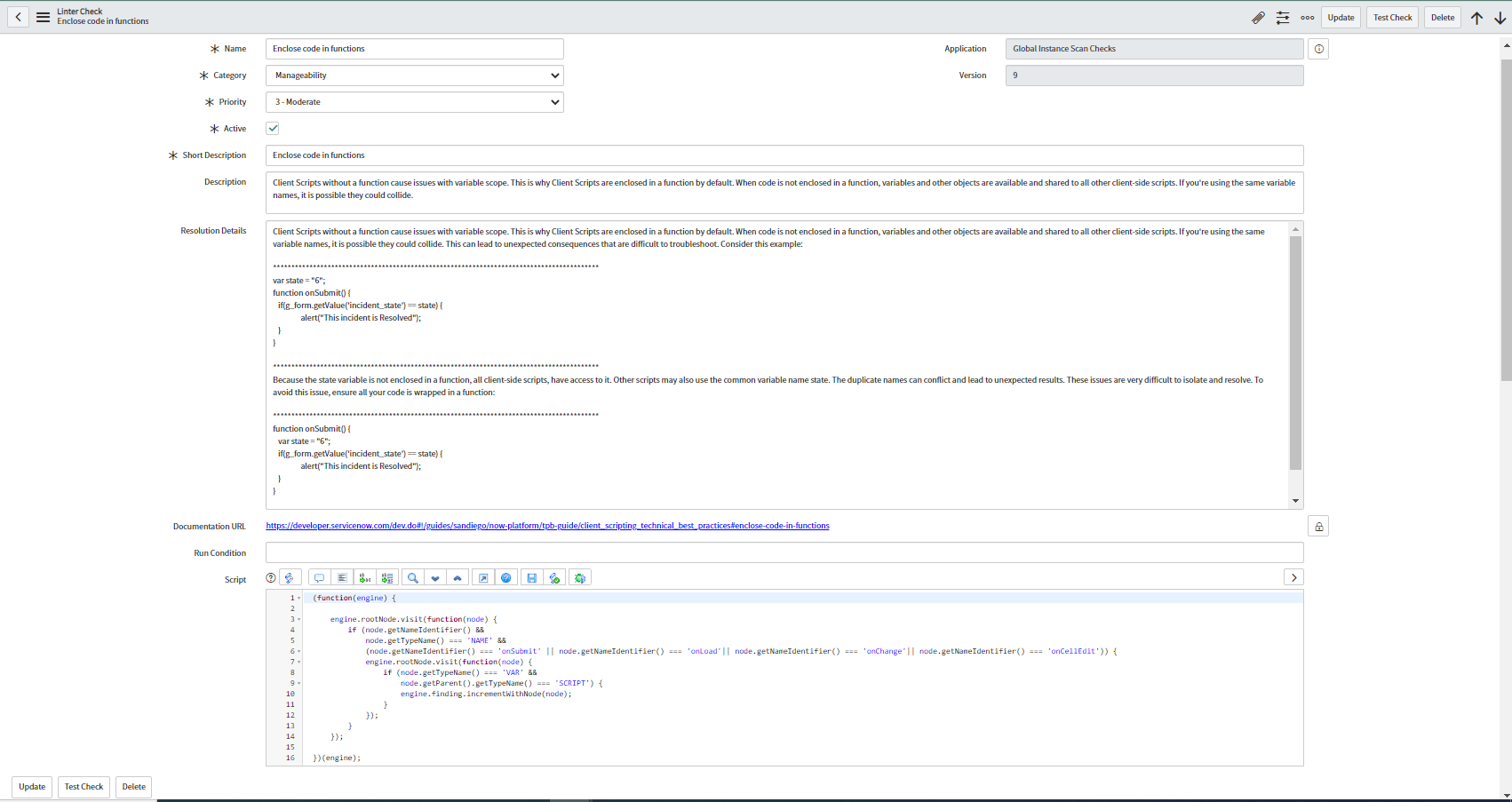 Demystifying Instance Scan - Linter Check - ServiceNow Community