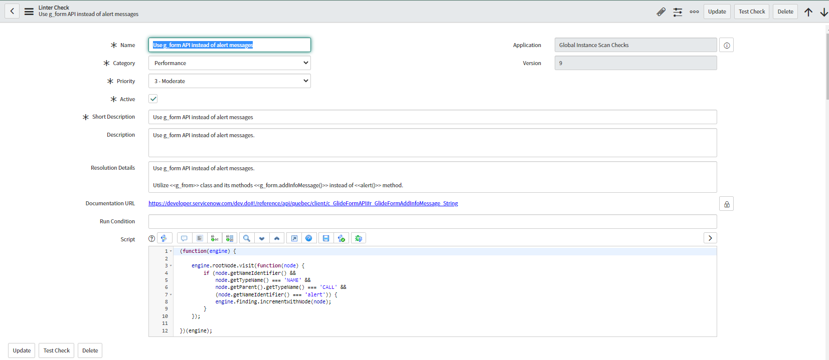 Demystifying Instance Scan - Linter Check - ServiceNow Community