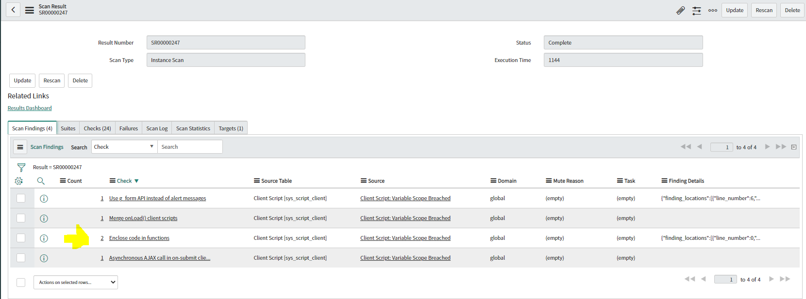 Demystifying Instance Scan - Linter Check - ServiceNow Community