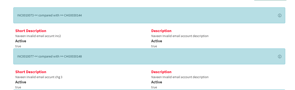 Compare field values between multiple records of s... - ServiceNow Community