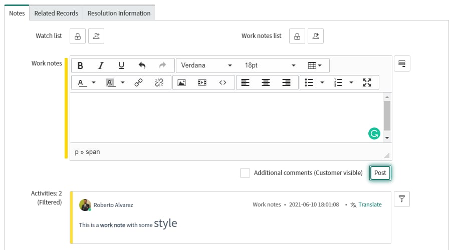 HTML Rich editor (Tinymc) as journal field - ServiceNow Community