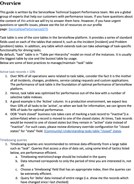 Best Practices to manage and maintain Task table - ServiceNow Community