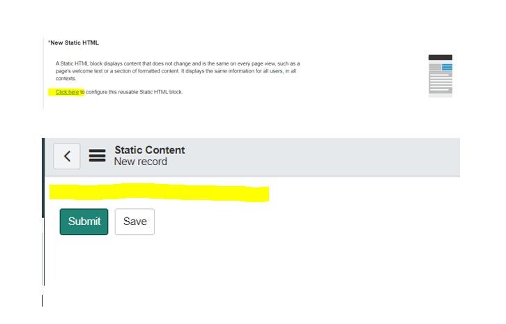 Unable to add Static HTML Content on Dashboards. - ServiceNow Community