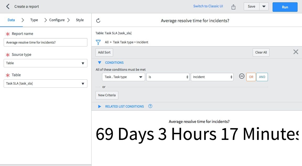 How do I create a report for average resolve time ... - ServiceNow ...
