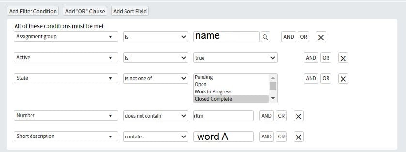 "Does not contain" Filter - ServiceNow Community