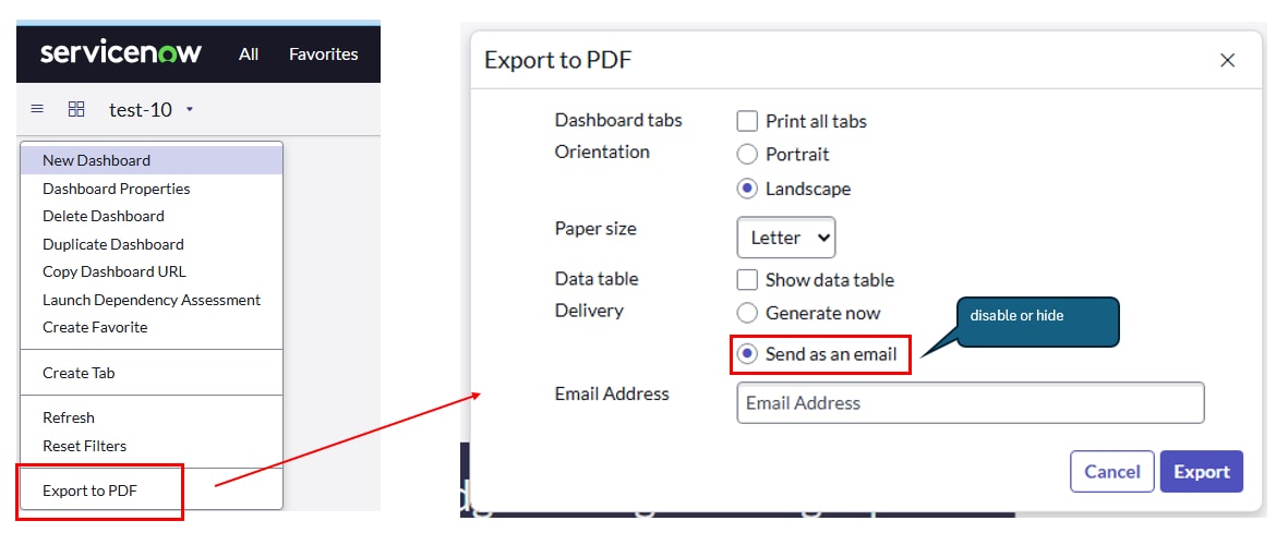 How to disable or hide "Send as an email" option i... - ServiceNow ...