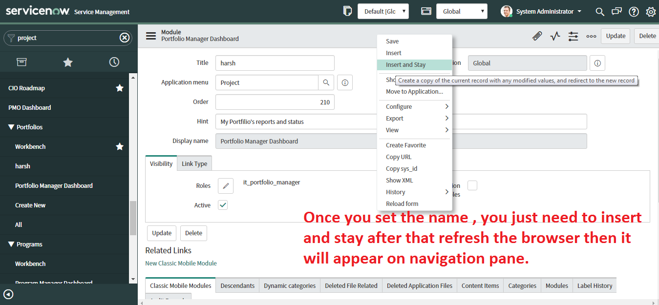 How Can I Add New Dashboard to Navigation Pane? - ServiceNow Community