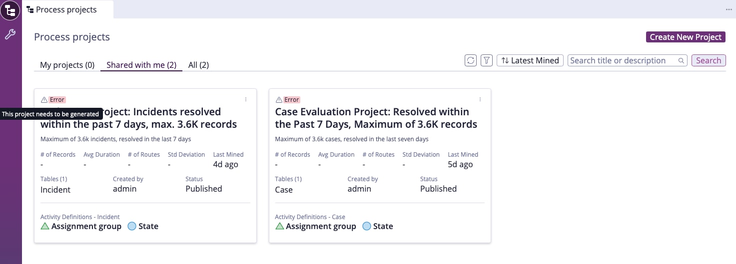 Errors when starting process mining demo projects - ServiceNow Community