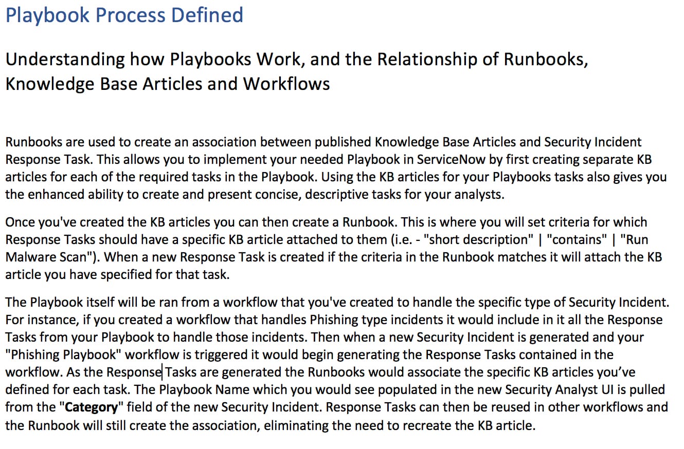 Understanding Playbooks and the Relationship of Ru... - ServiceNow ...