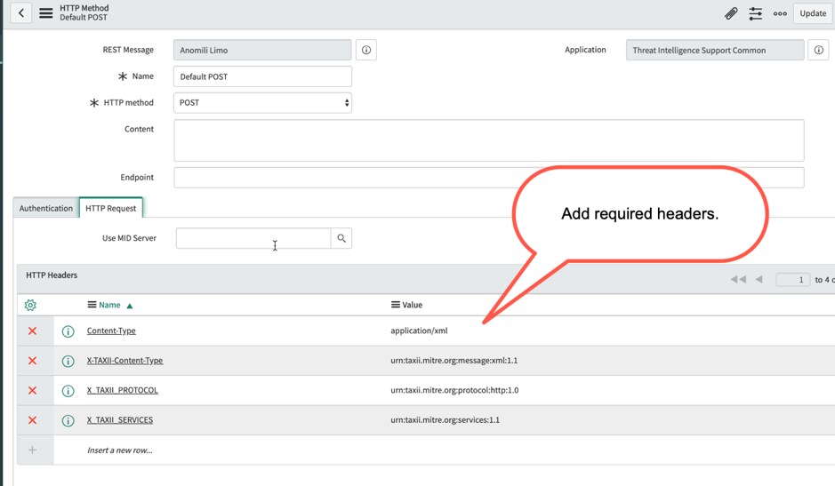Creating an authenticated Threat Intel TAXII feed ... - ServiceNow ...