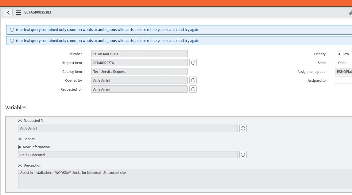 Your text query contained only common words or amb... - ServiceNow ...