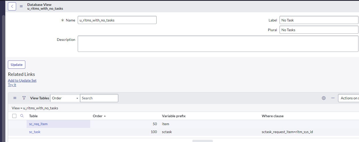 Solved: Report showing RITMS with No Tasks - ServiceNow Community