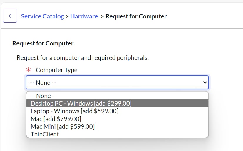 How to remove the price value in the dropdown list... - ServiceNow ...
