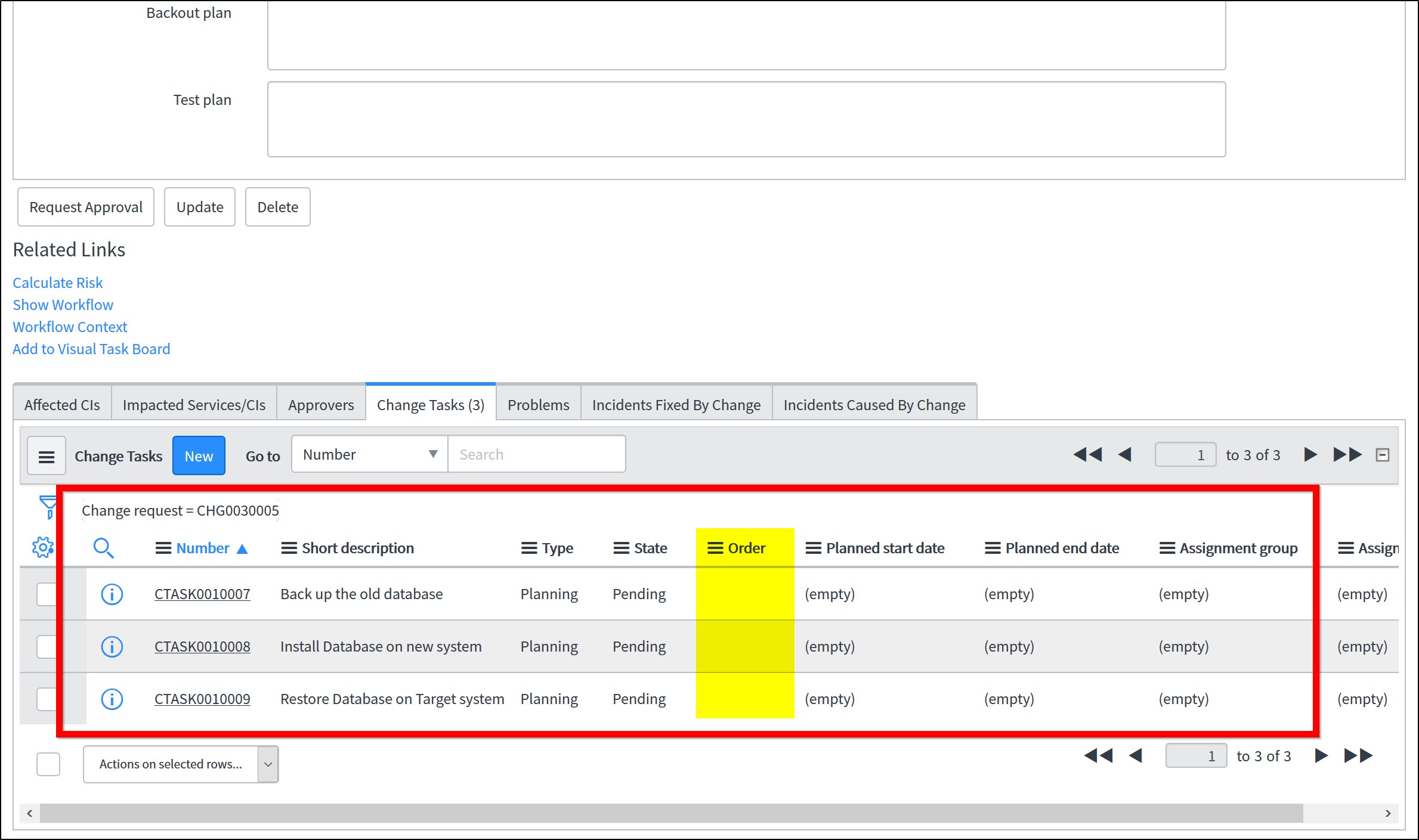 Solved: How to order Tasks in a Standard Change Template - ServiceNow ...