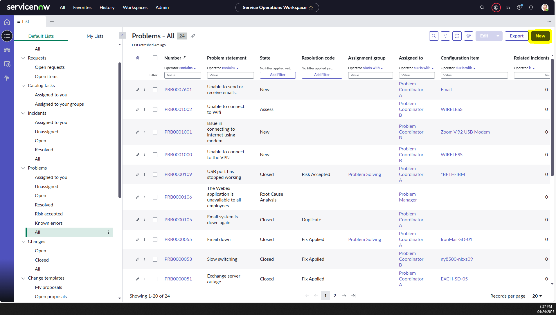 Solved: Display "New" button in "Service Operatons Workspa... - ServiceNow Community
