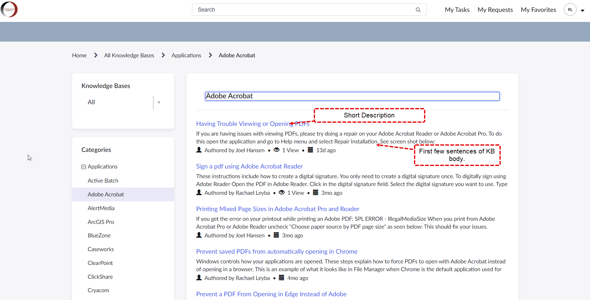 Search Result Formats Between Self Service Portal ... - ServiceNow ...