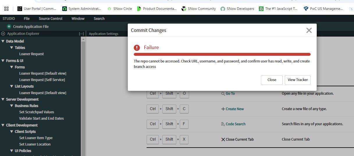 Loaner Application Source Control Commit Changes E... - ServiceNow ...