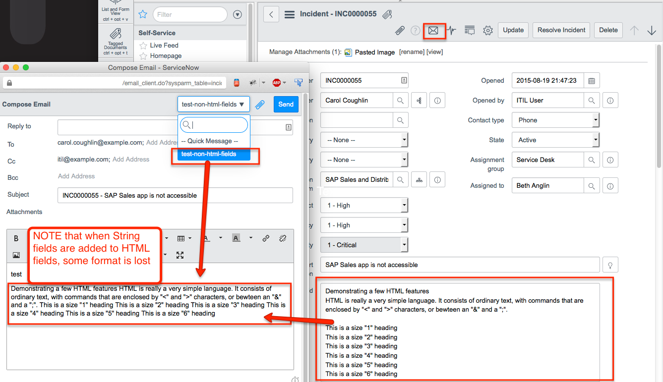 HTML fields - Example to show html and string fiel... - ServiceNow ...