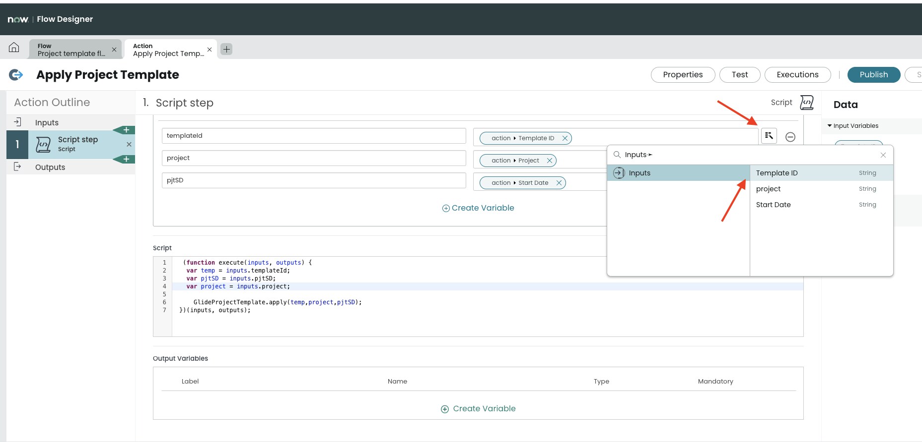 How to apply (automate) a Project Template using F... - ServiceNow ...
