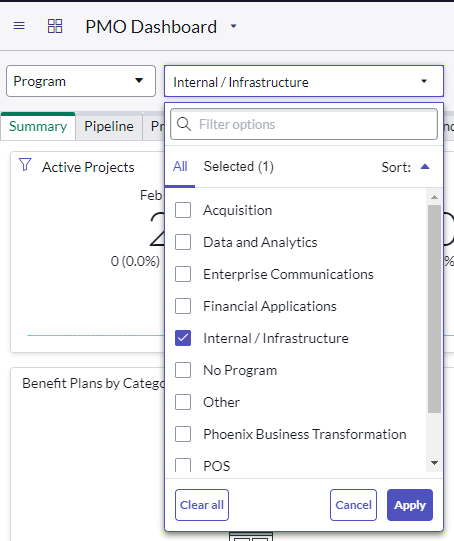 Program Dashboard, multiple interactive filters - ServiceNow Community