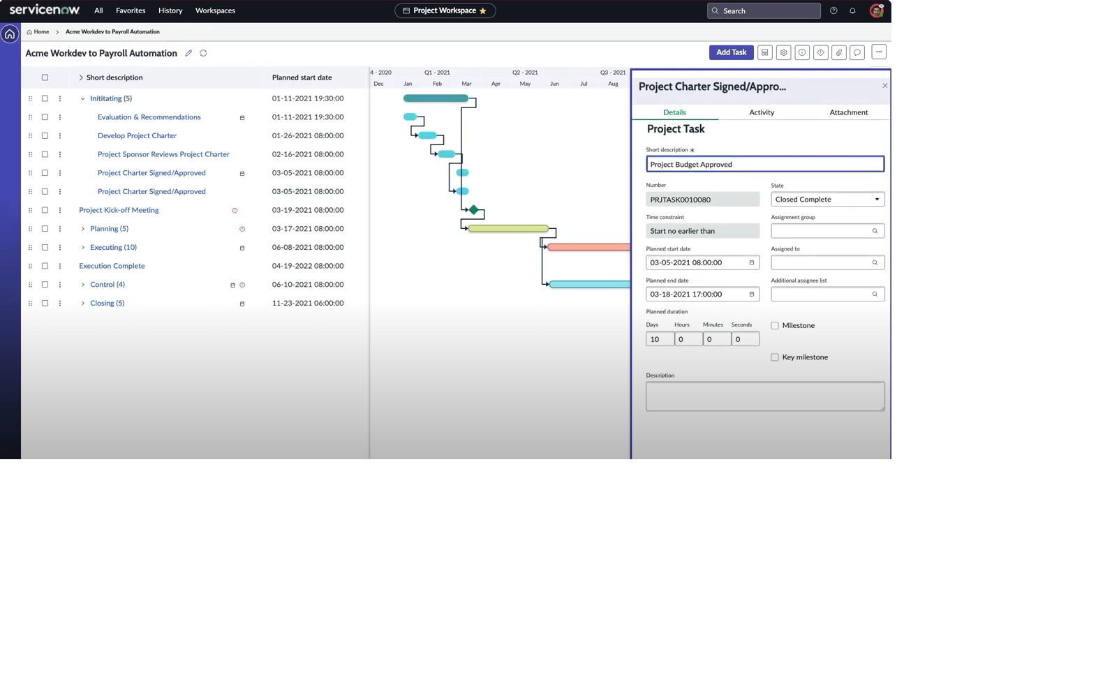 Solved: How to customize the form in project workspace. - ServiceNow ...
