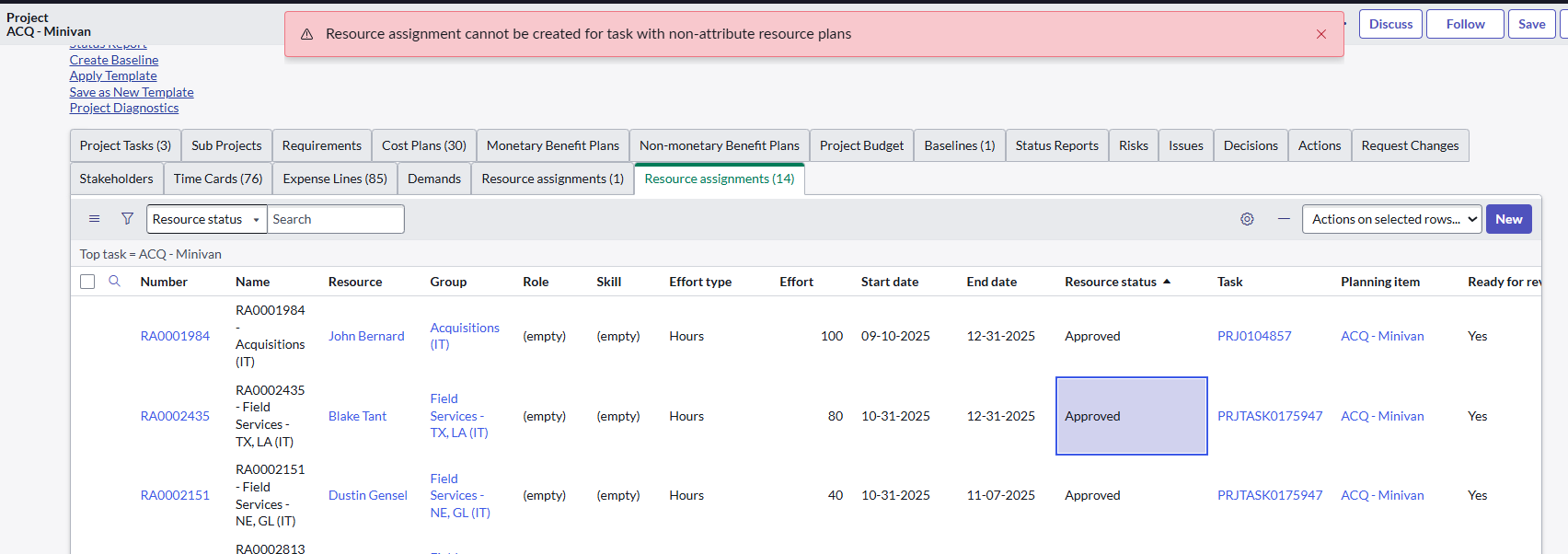 Alert level: critical. Resource assignment cannot ... - ServiceNow ...