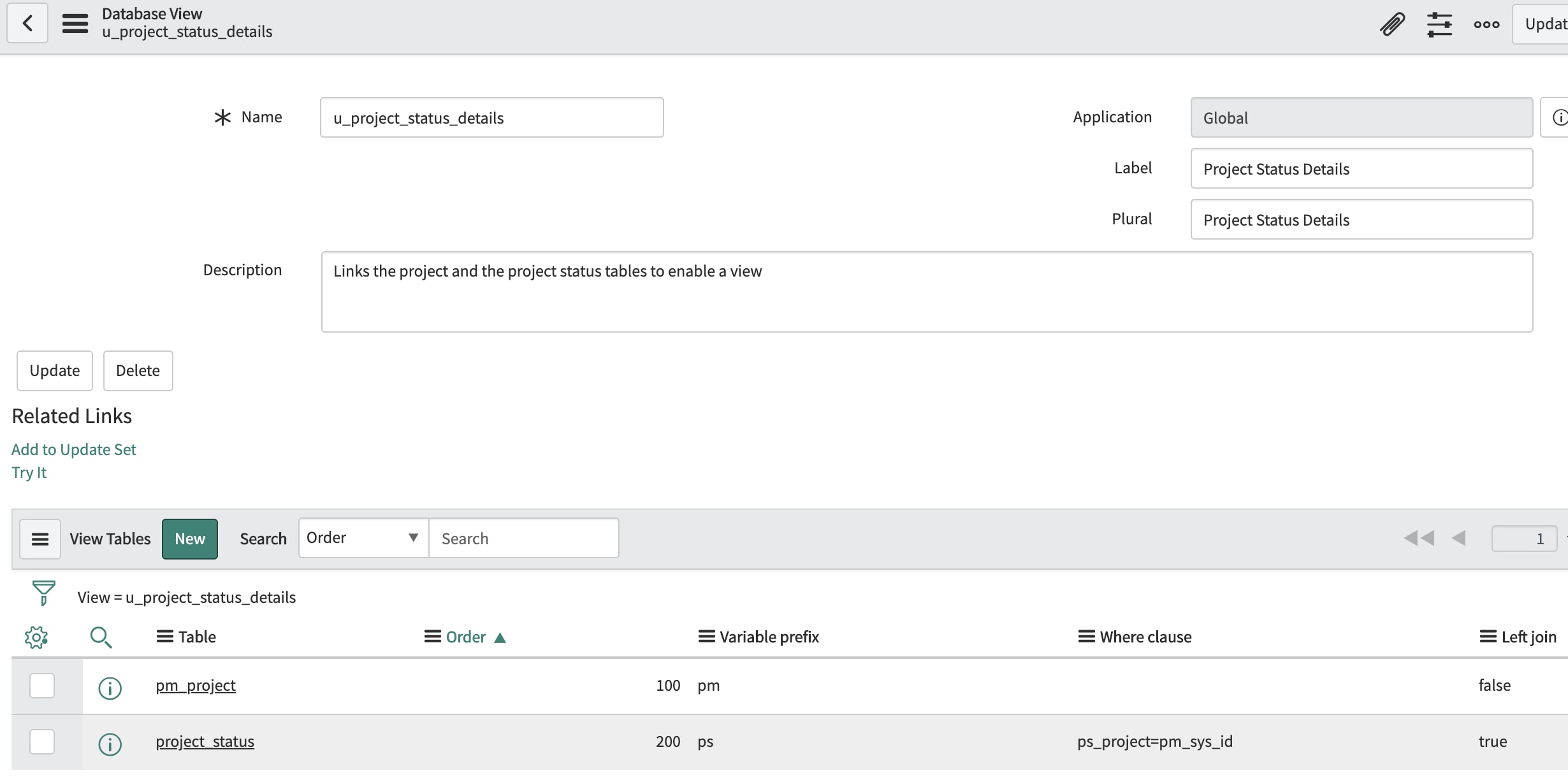 Linking Project and Project Status tables for bett... - ServiceNow ...