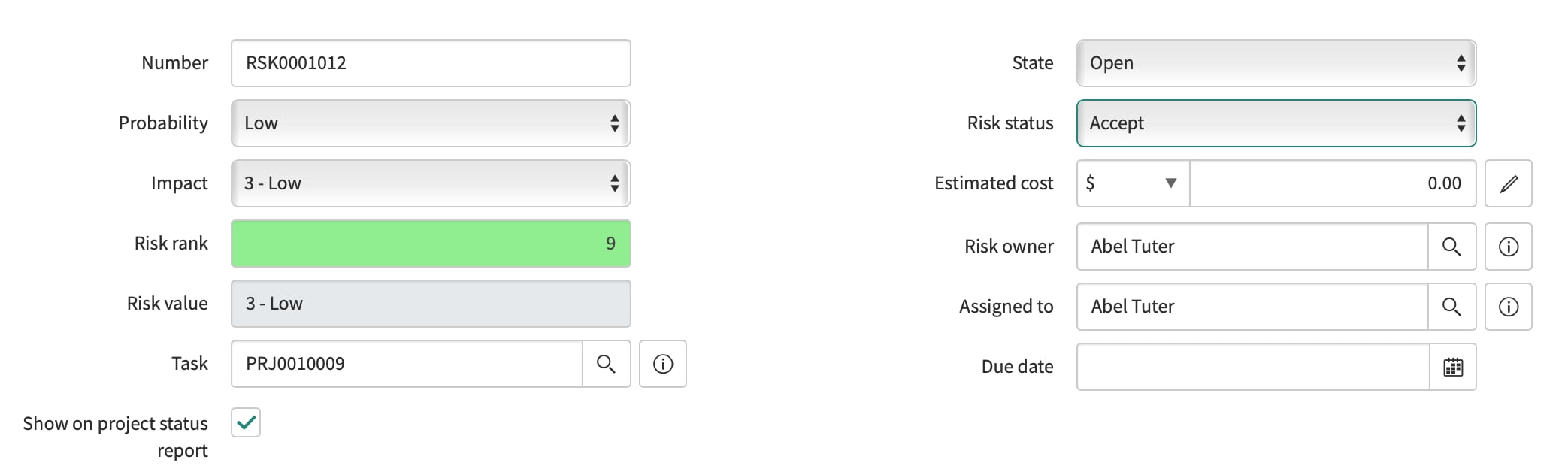 Project Risk Assessment using Advanced Risk Assess... - ServiceNow ...