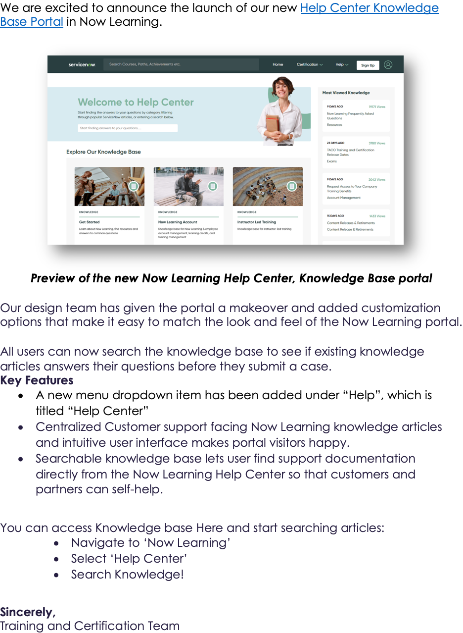 NEW - Help Center Knowledge Base Portal - ServiceNow Community