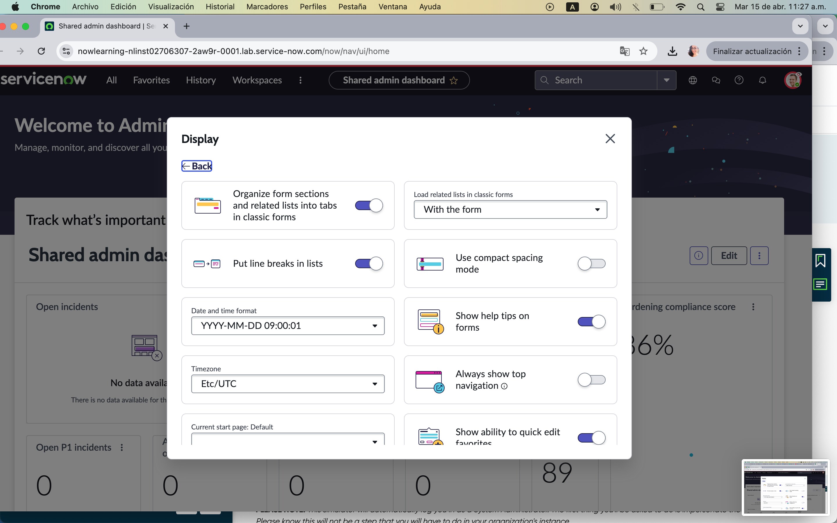 Assessment Simulator Task 1: Personalize Your Inst... - ServiceNow ...
