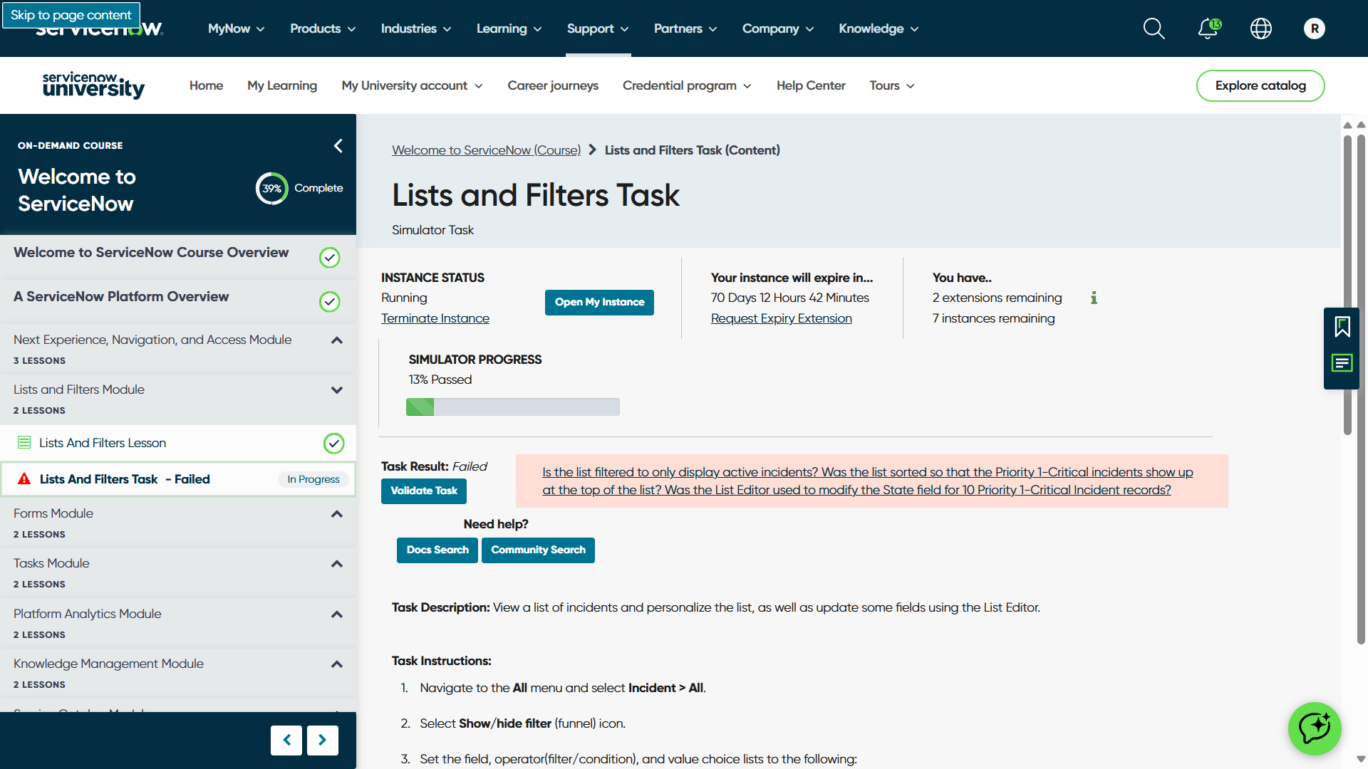 Support Required for Incident List Customization T... - ServiceNow ...