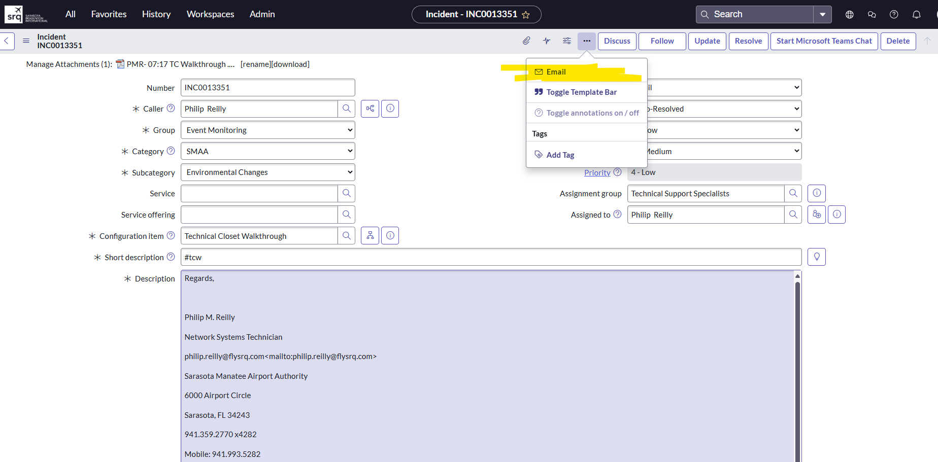 email on the incident form - ServiceNow Community