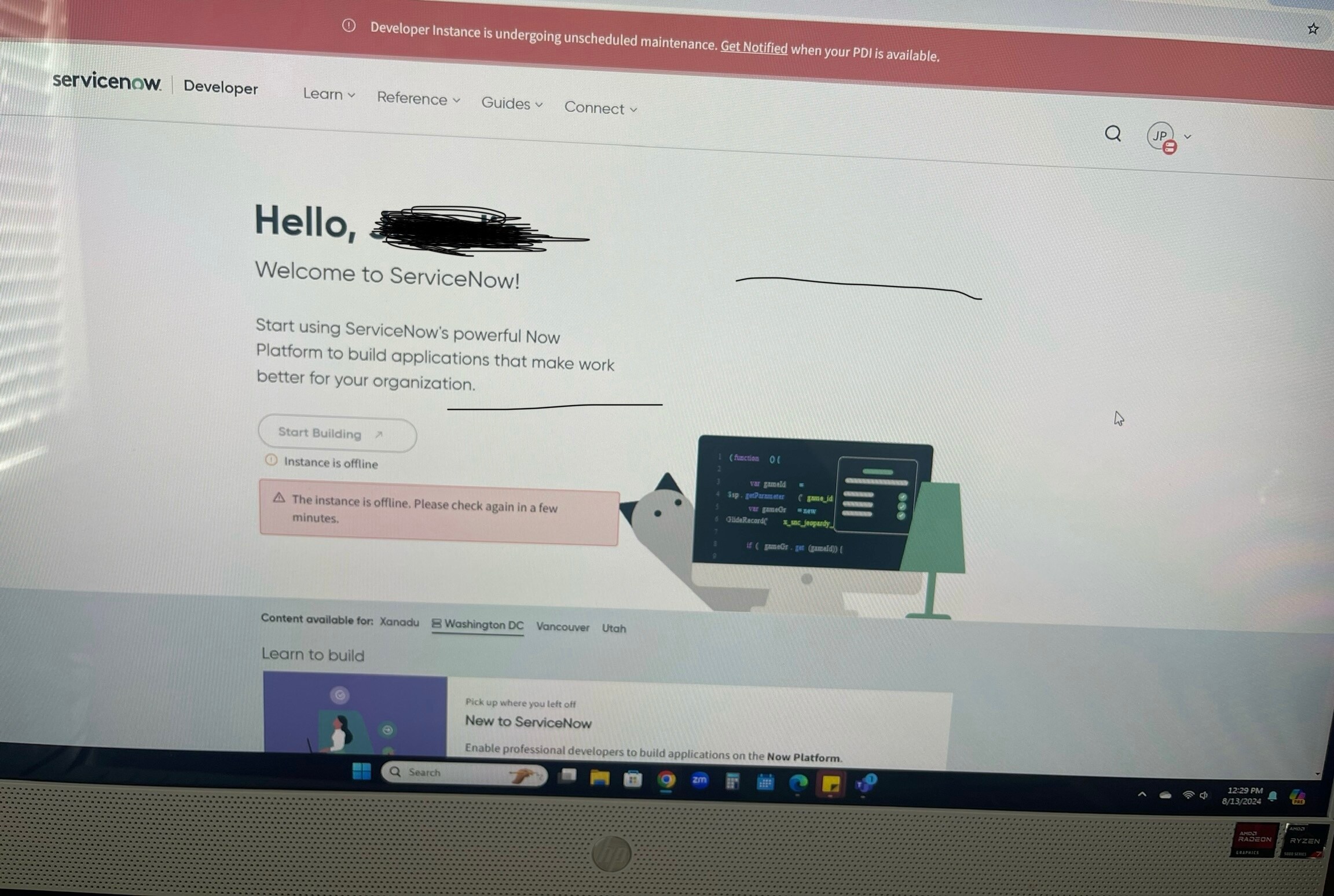 Instance been offline - ServiceNow Community