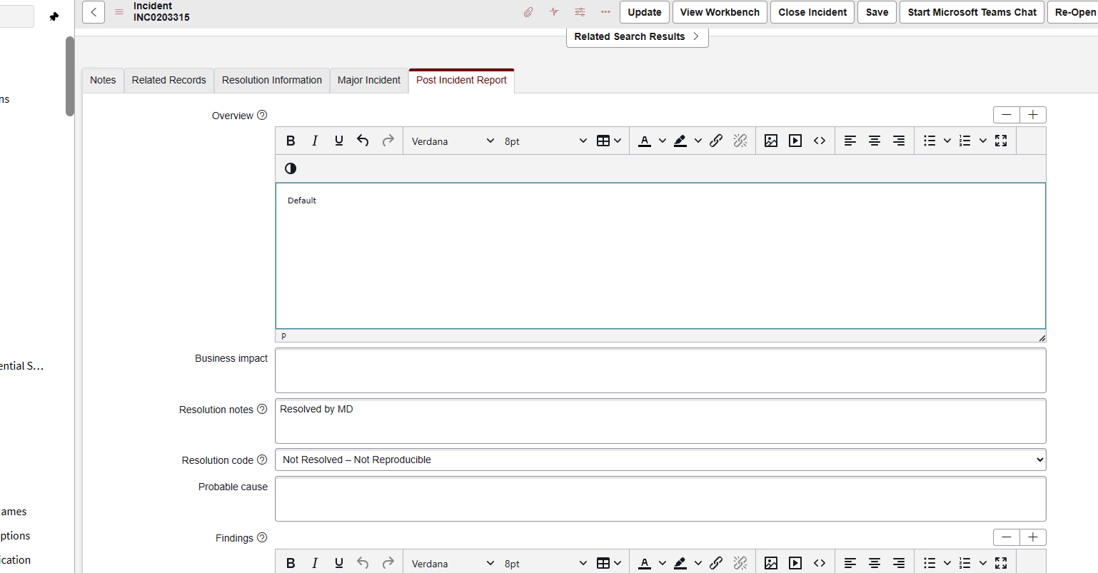Solved: Is it possible to customize Major Incident Workben ...